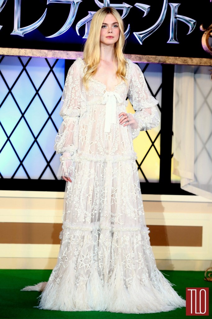Elle Fanning in Alexander McQueen at the "Maleficent" Japan Premiere ...