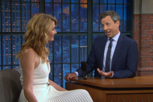 Laura Dern in Dion Lee on "Late Night with Seth Meyers" - Tom + Lorenzo