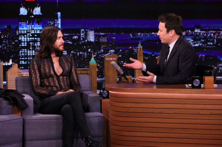 "House of Gucci" Star Jared Leto in Saint Laurent on "The Tonight Show ...