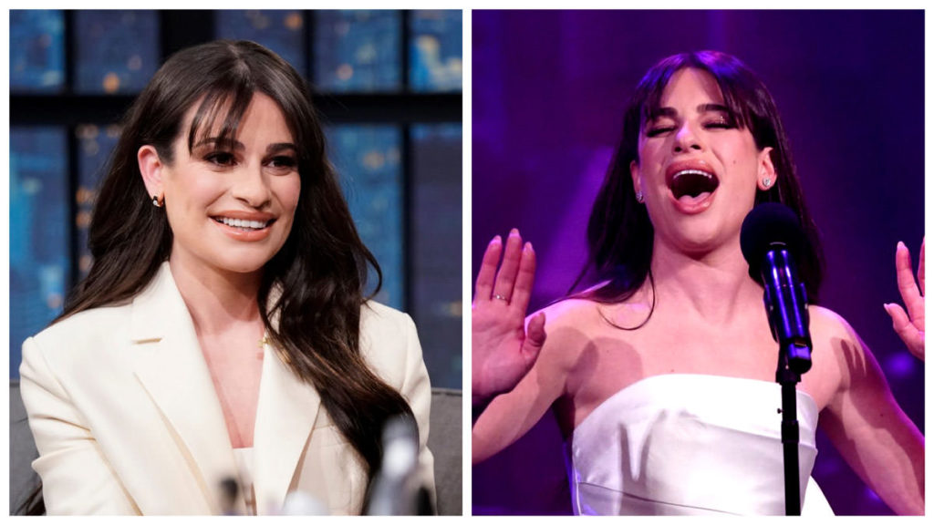 Lea Michele in Totême and Solace London on LATE NIGHT WITH SETH MEYERS ...