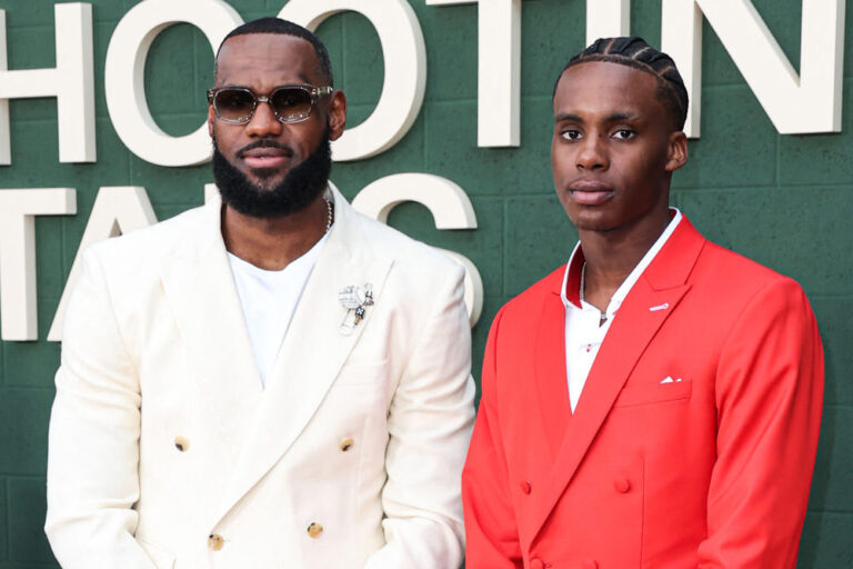 LeBron James and Marquis 'Mookie' Cook at the SHOOTING STARS Los Angeles Premiere - Tom + Lorenzo
