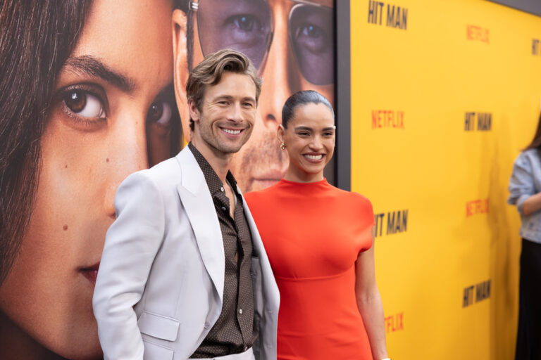 Glen Powell and Adria Arjona at the HIT MAN Austin Premiere - Tom + Lorenzo