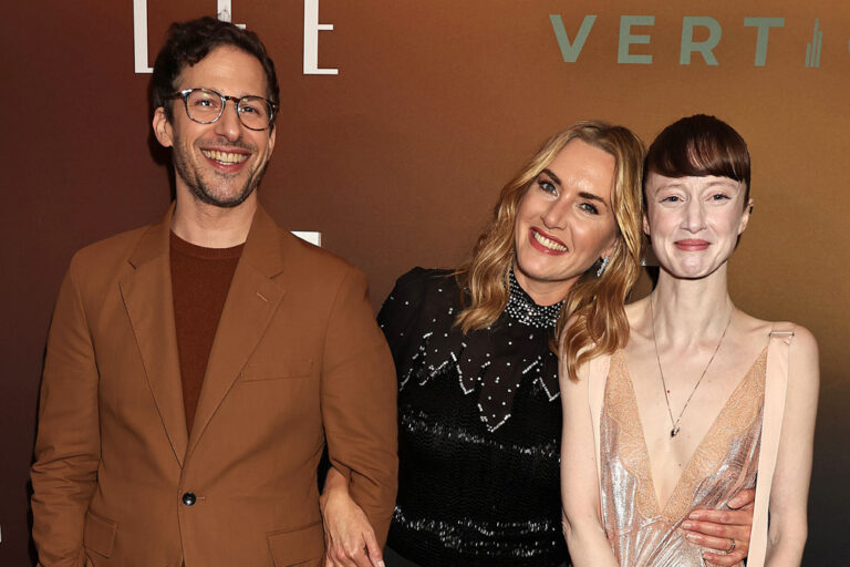 Kate Winslet, Andrea Riseborough and Andy Samberg at the LEE New York ...