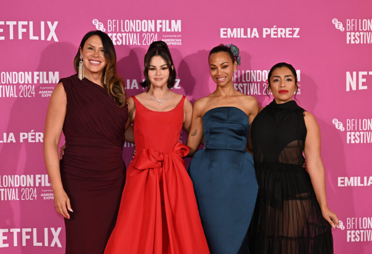 Karla Sofía Gascón, Selena Gomez, Zoe Saldana and Adriana Paz at BFI London Film Festival’s ...