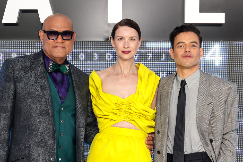Laurence Fishburne, Caitriona Balfe and Rami Malek at THE AMATEUR ...