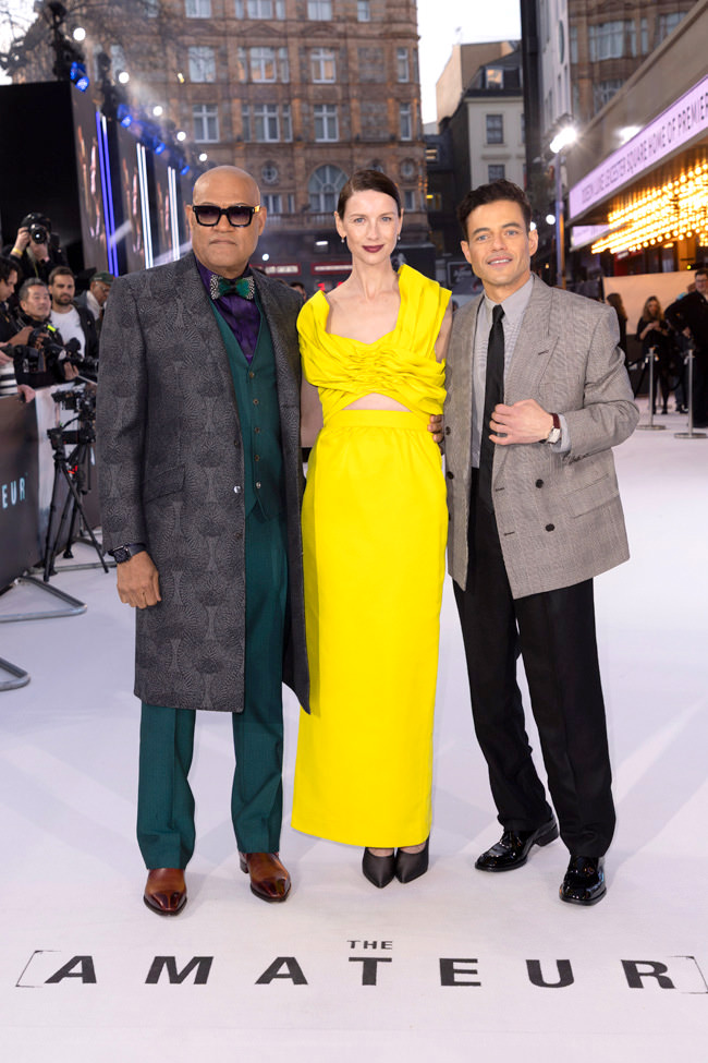 Laurence Fishburne, Caitriona Balfe and Rami Malek at THE AMATEUR ...
