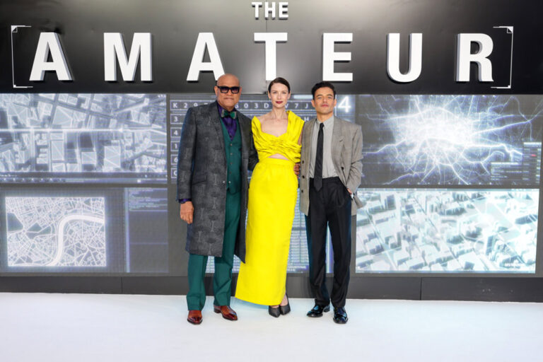 Laurence Fishburne, Caitriona Balfe and Rami Malek at THE AMATEUR ...