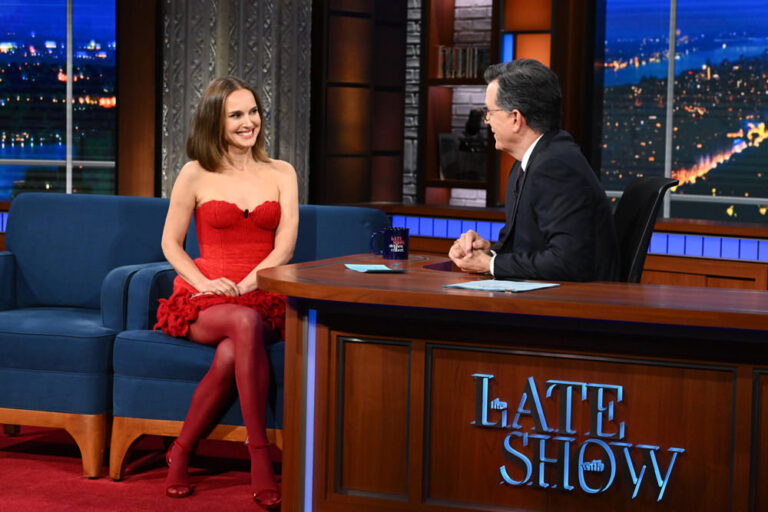 FOUNTAIN OF YOUTH Star Natalie Portman in Magda Butrym on THE LATE SHOW ...