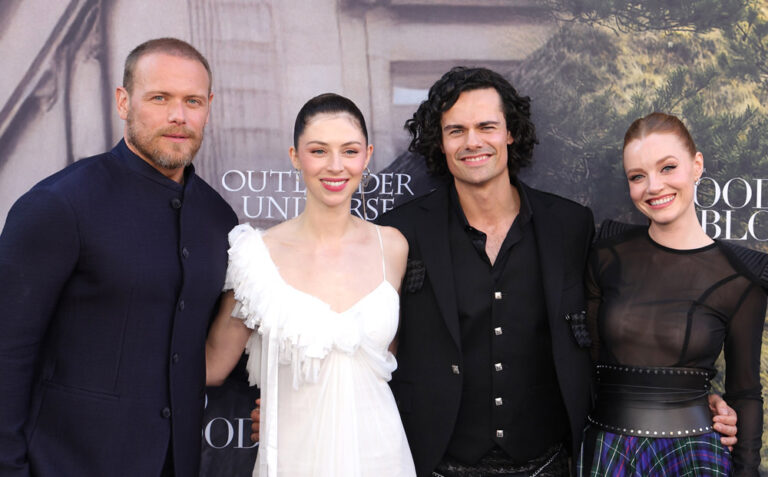 Sam Heughan, Hermione Corfield, Jamie Roy, and Harriet Slater at the ...