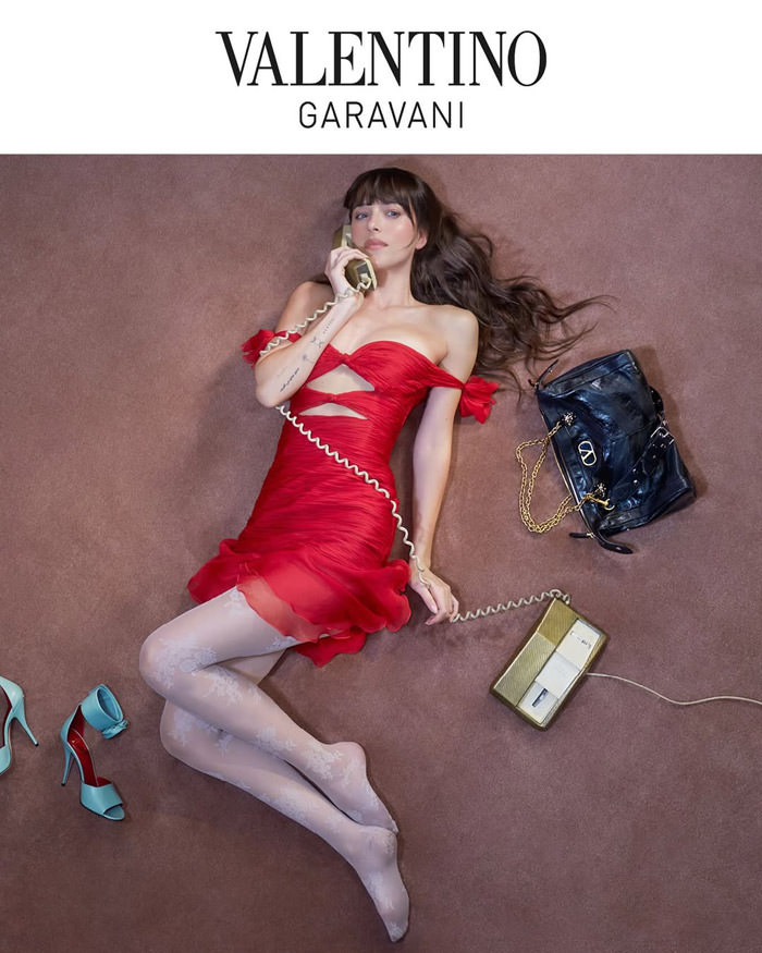 Dakota Johnson, Marisa Berenson and Tate McRae for Valentino's Cruise 2026 Ad Campaign - Tom ...