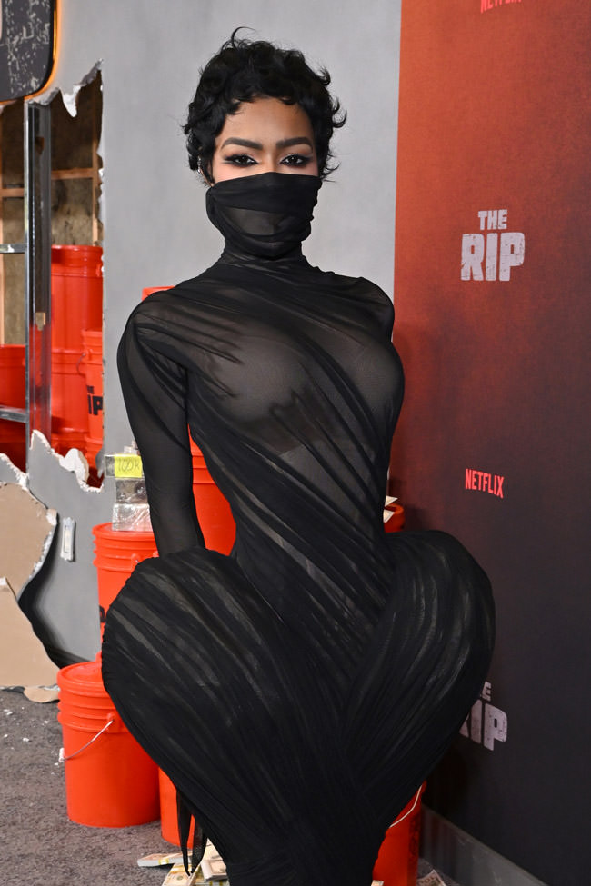 Teyana Taylor in Ashi Studio Couture at THE RIP Los Angeles Premiere ...