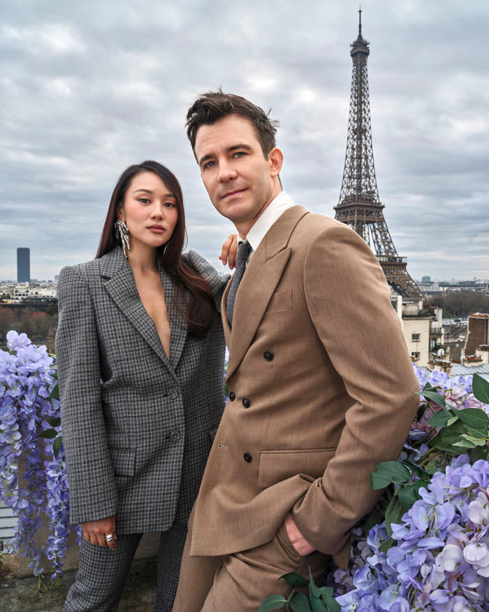 Yerin Ha and Luke Thompson at the BRIDGERTON Season 4 Paris Photo Call - Tom + Lorenzo