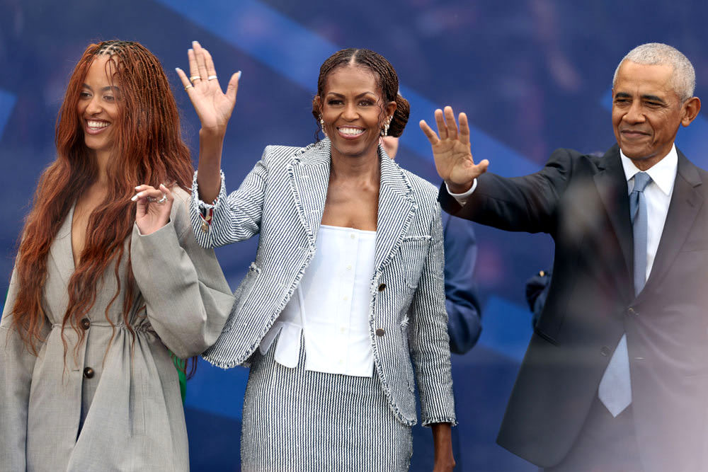 Michelle Obama in Thom Browne at The Obama Presidential Center ...
